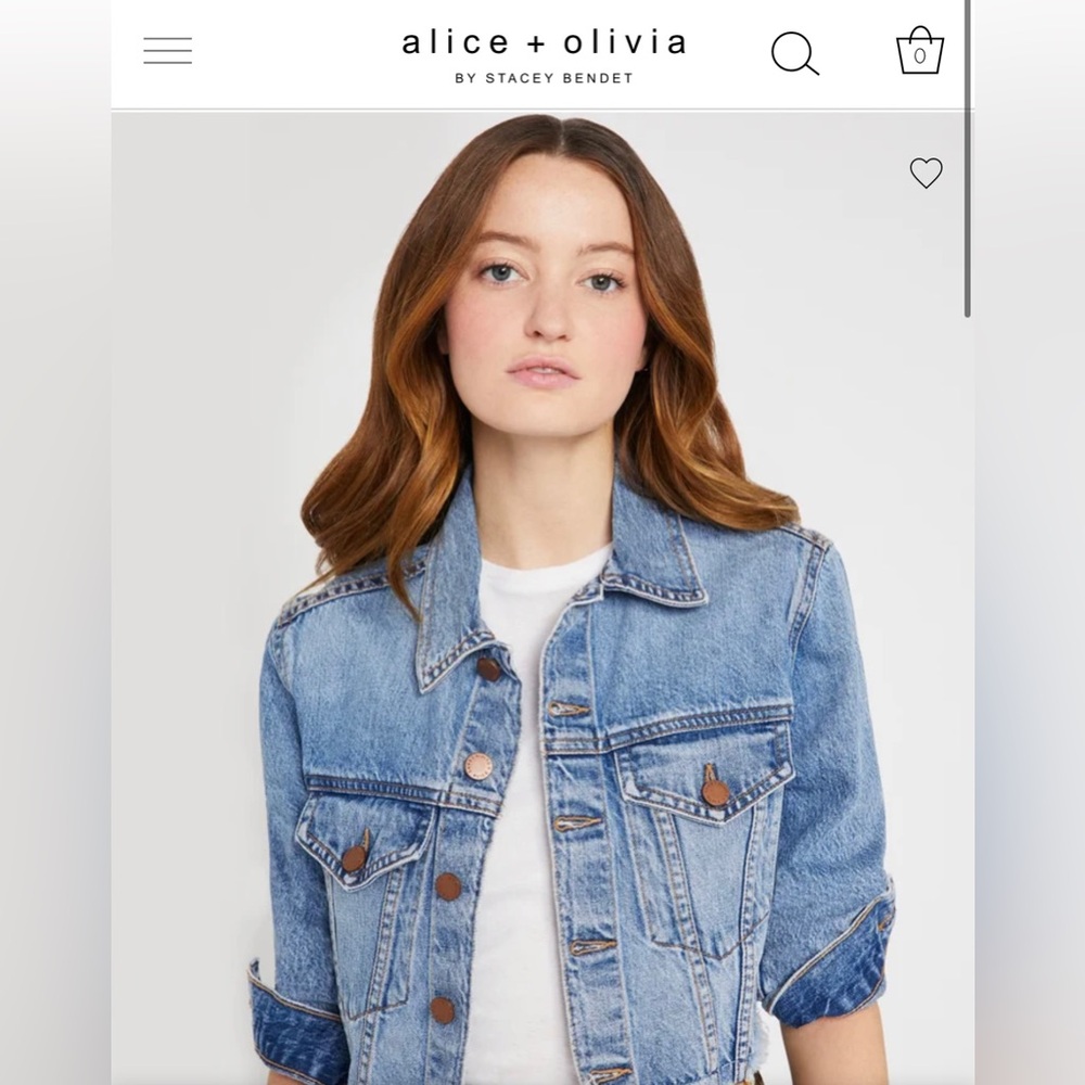 Alice + Olivia Jeans Kendall Cropped Denim Jacket Coa… - Gem